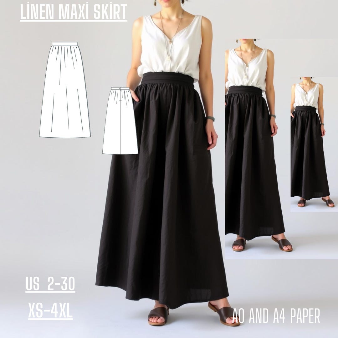 Linen Maxi Skirt Sewing Pattern: Beginner Friendly Cottagecore (digital ...