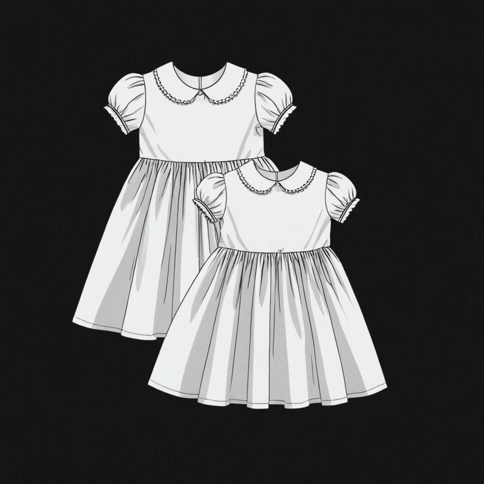 Kids Peter Pan Collar Dress Sewing Pattern,kids Summer Sewing Dress ...