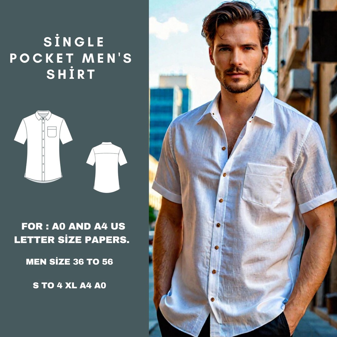 Men's Short Sleeve Pocket Shirt Sewing Pattern (PDF Pattern) - Etsy