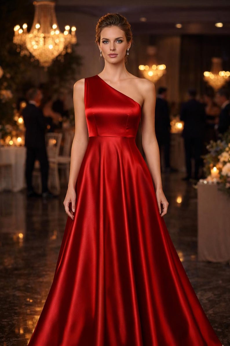 One Shoulder Evening Gown Sewing Pattern: A-line Dress (digital PDF ...
