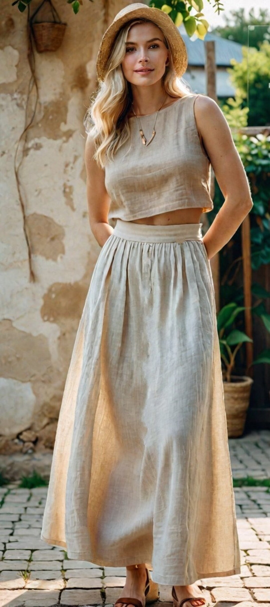 Linen Skirt and Crop,boho Two-piece Set,maxi Skirt Pattern,formal Skirt ...