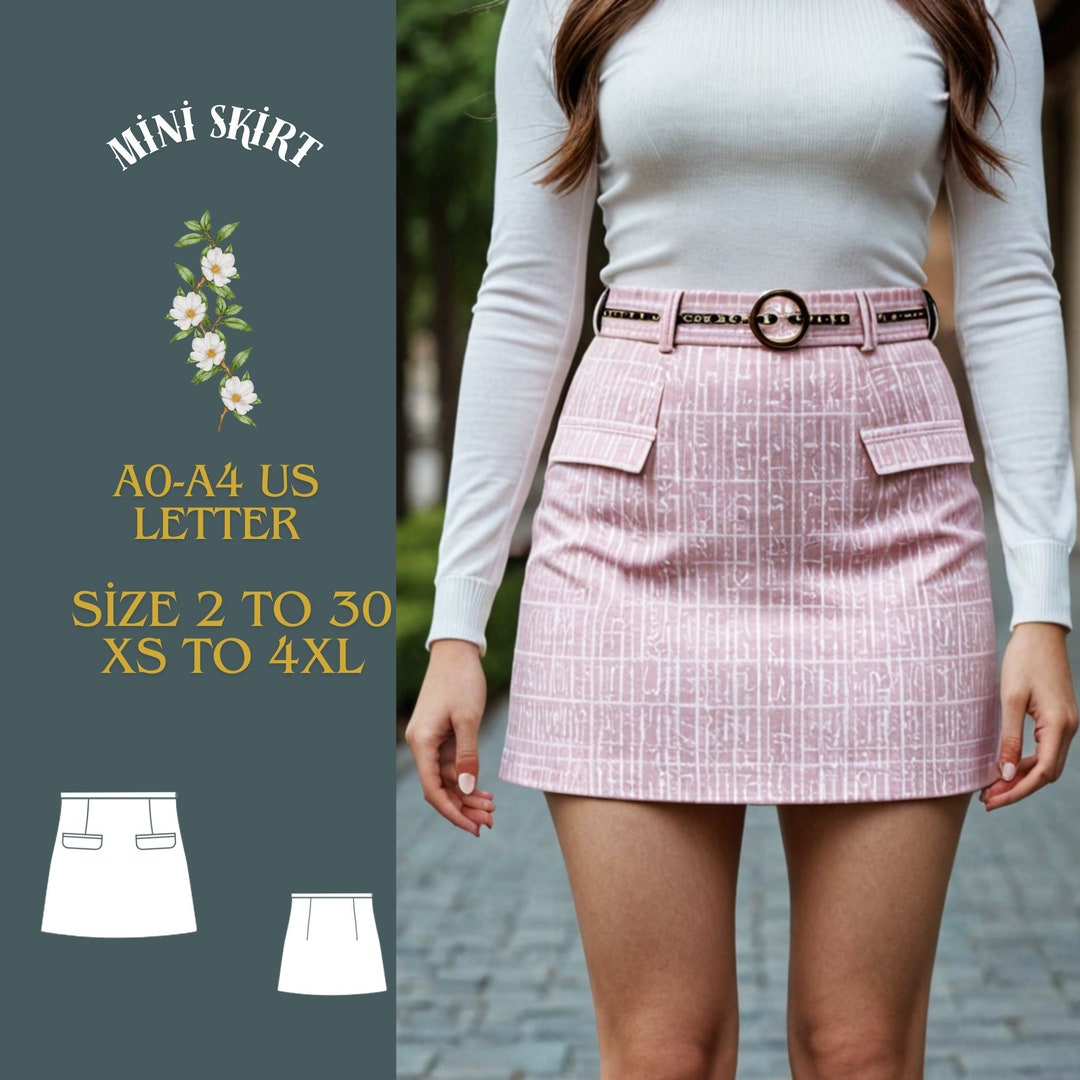 Mini Skirt Sewing Pattern, Women Linen High Waist Sewing, Summer Mini ...