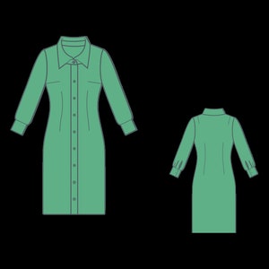 Button Down Dress Sewing Pattern: Long Sleeve Sundress (XS-4XL ...