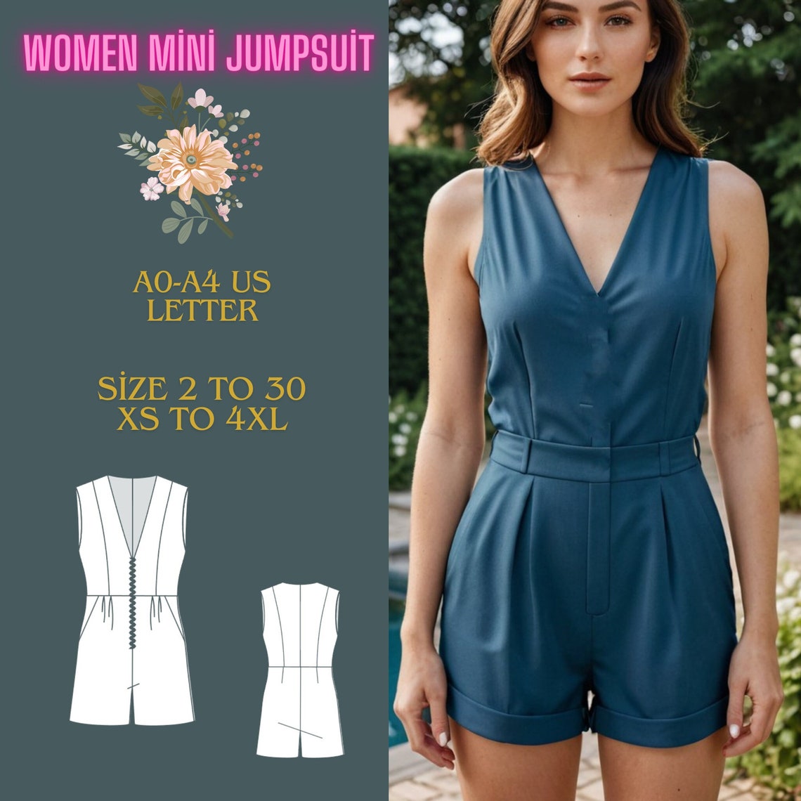 Formal Mini Jumpsuit Sewing Pattern Dungaree Pattern,womens Jumpsuit ...