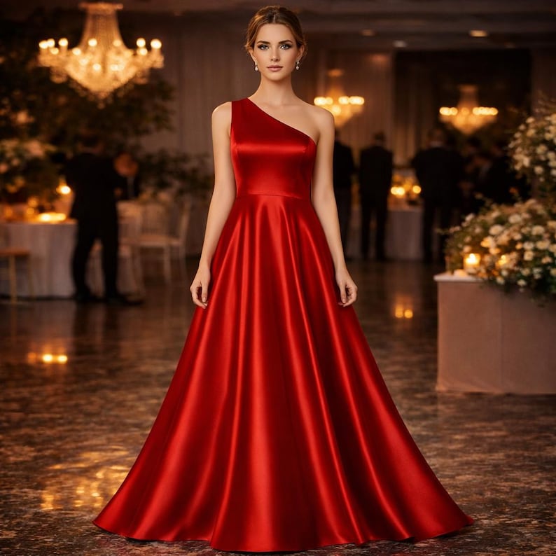 One Shoulder Evening Gown Sewing Pattern: A-line Dress (digital PDF ...