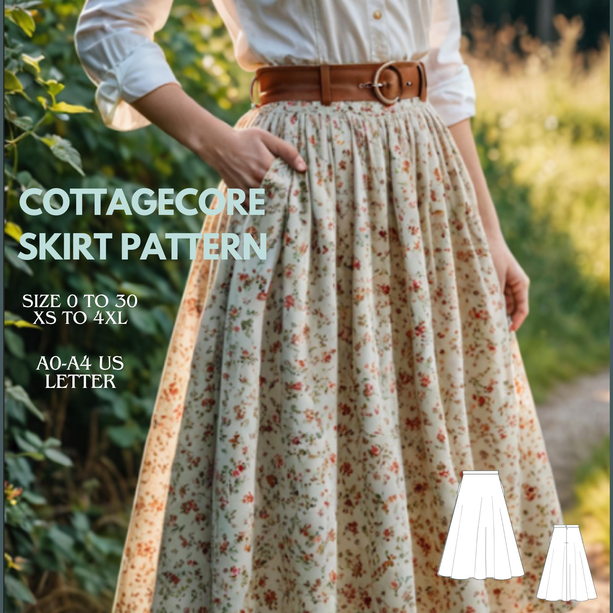 Cottagecore Midi Skirt Sewing Pattern, Cottagecre Skirt, Midi Skirt Pattern, Simple Skirt ...