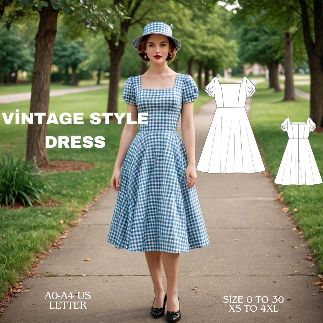 Vintage Dress, 1950s Vintage Style Dress Sewing Pattern, Prom Dress ...