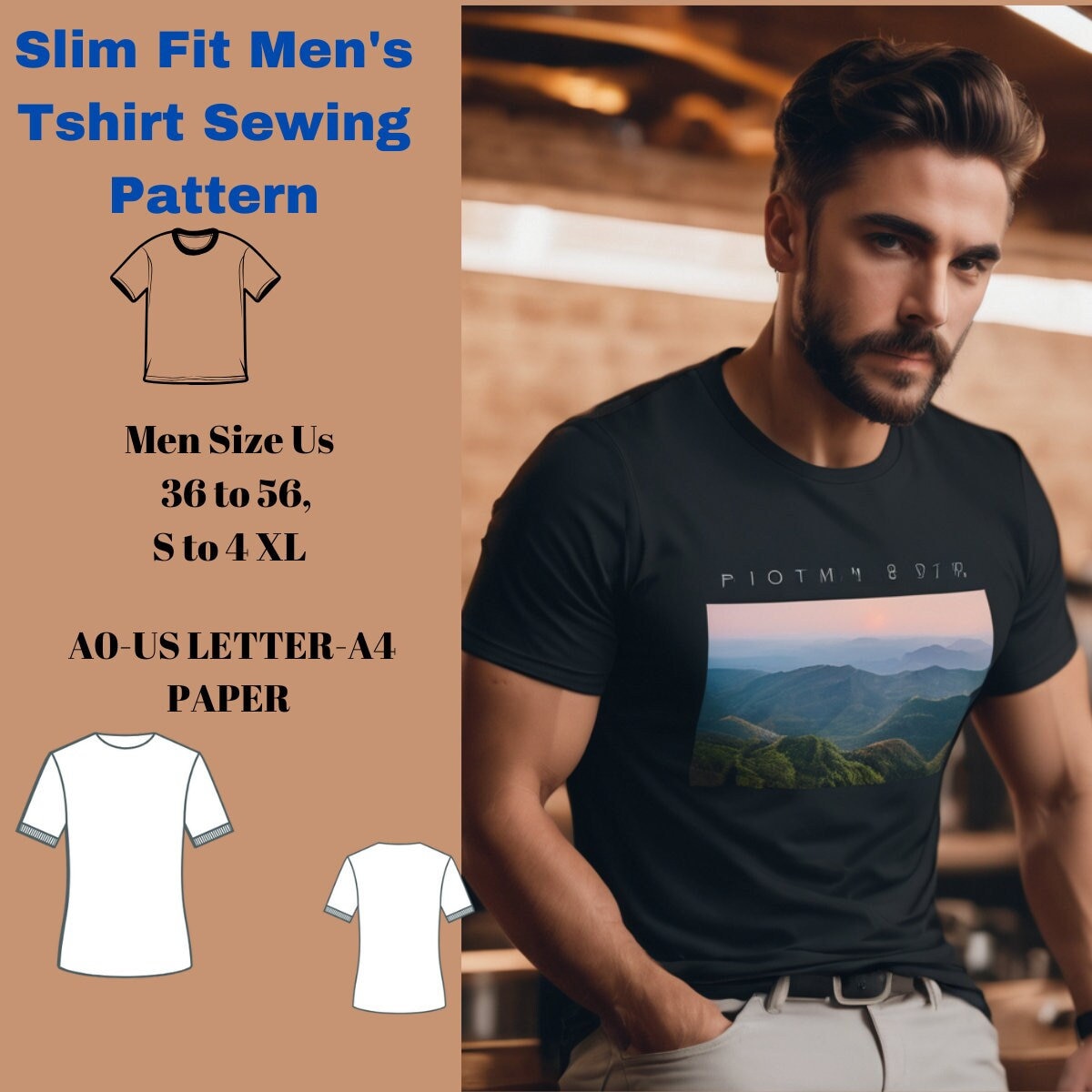 Men's Slim Fit T-shirt Sewing Pattern: Size 36-56 (PDF Pattern) - Etsy