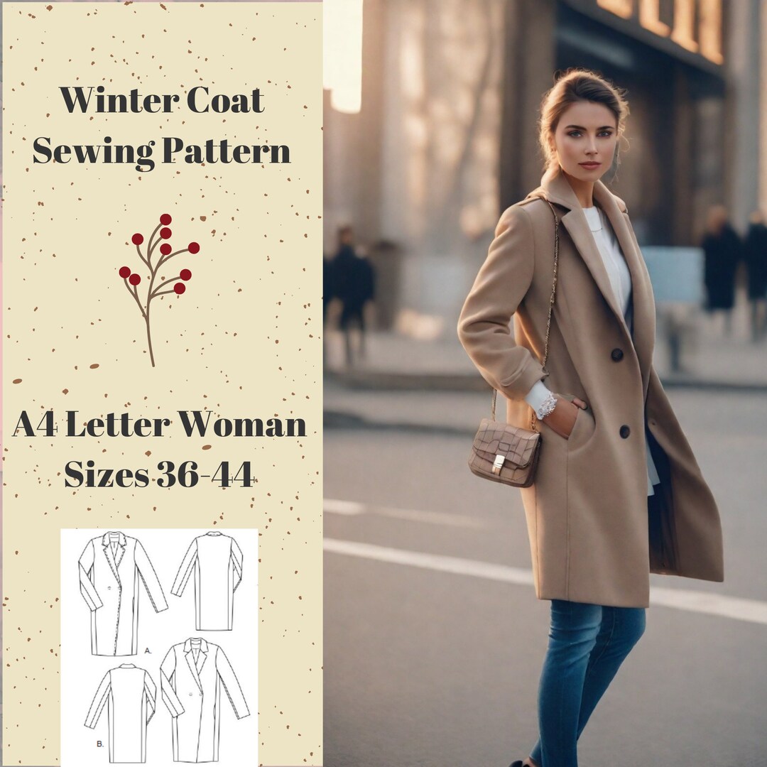 Winter Coat Sewing Pattern, Coat Pattern, Trench Coat Pattern, Jacket ...