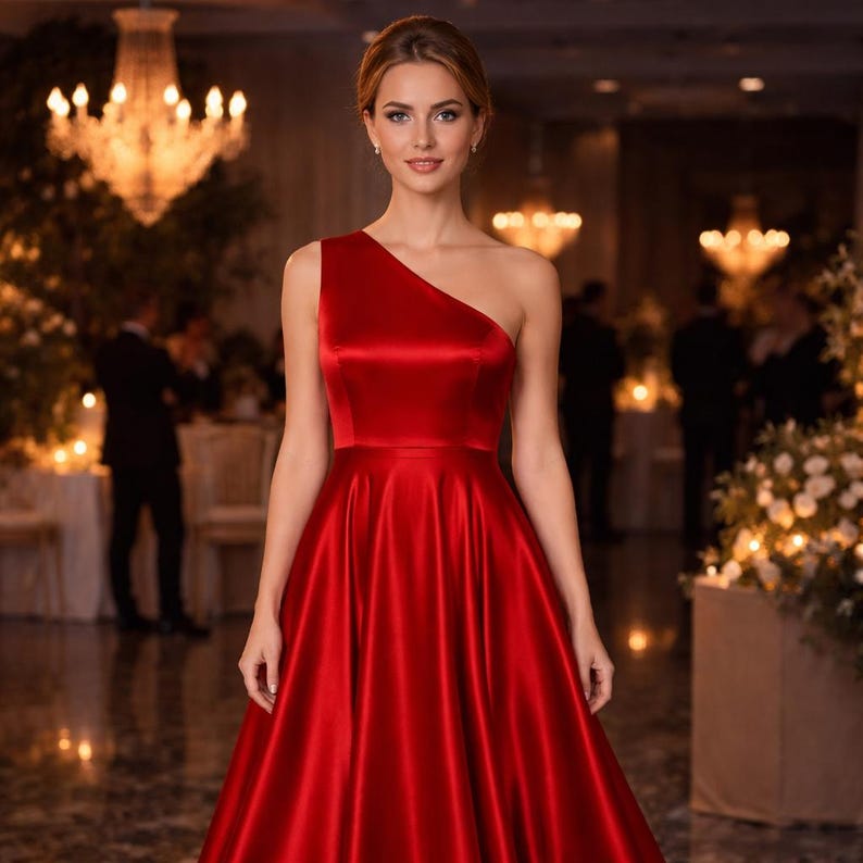 One Shoulder Evening Gown Sewing Pattern: A-line Dress (digital PDF ...