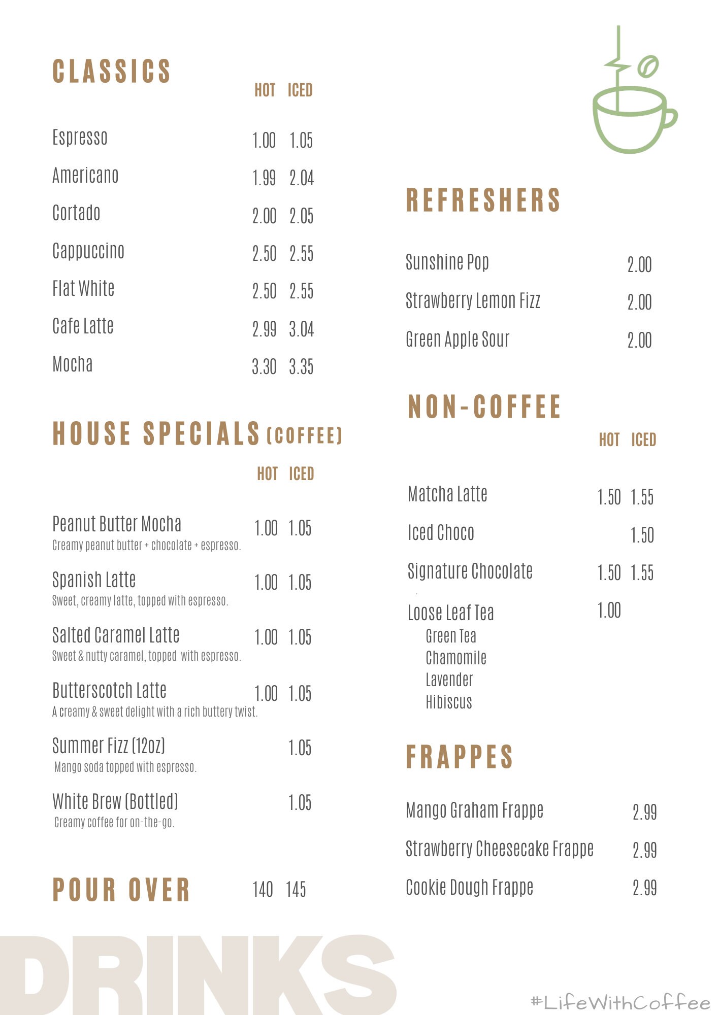 Digital Minimalistic Menu for Cafe - Etsy