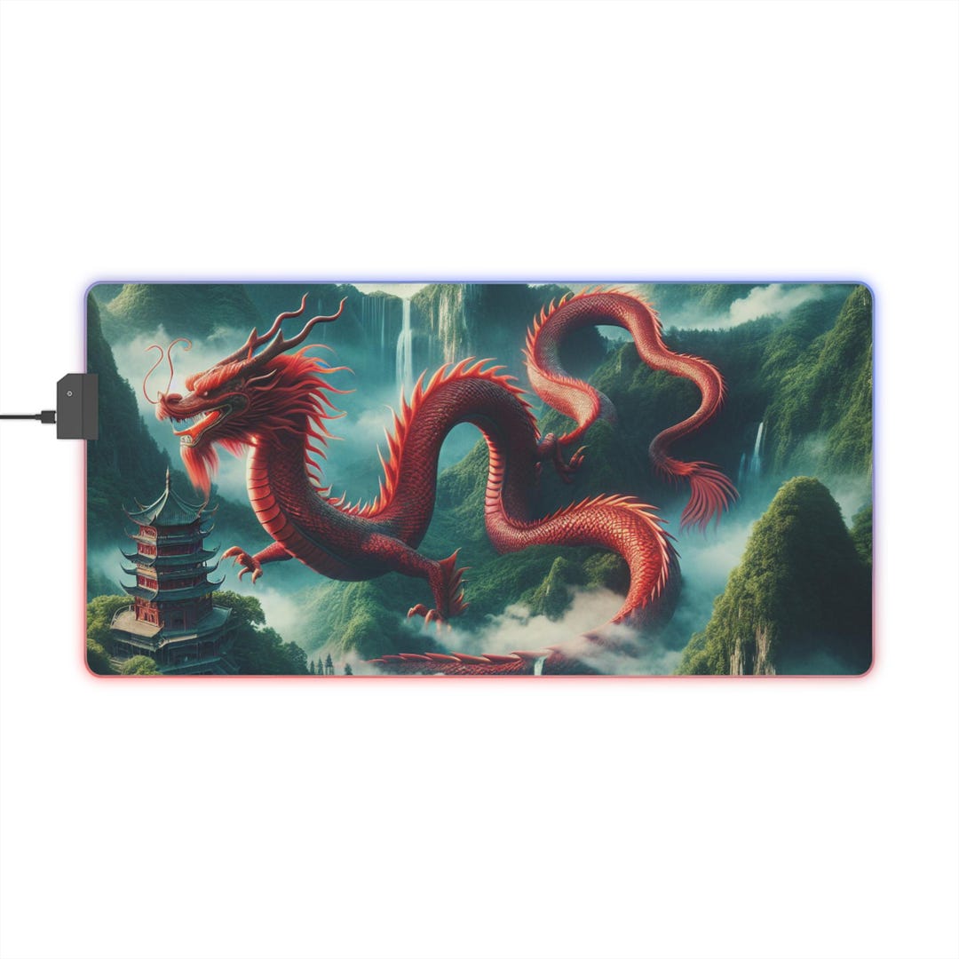 LED Gaming Mouse Pad Chinese Dragon, Chinese Nature, Red Dragon - Etsy