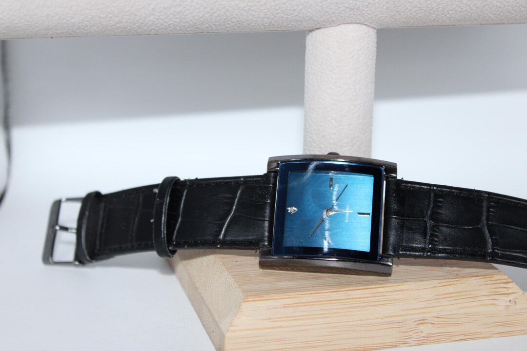 Vintage Men's Simple Diamond Square Blue Face Watch - Etsy