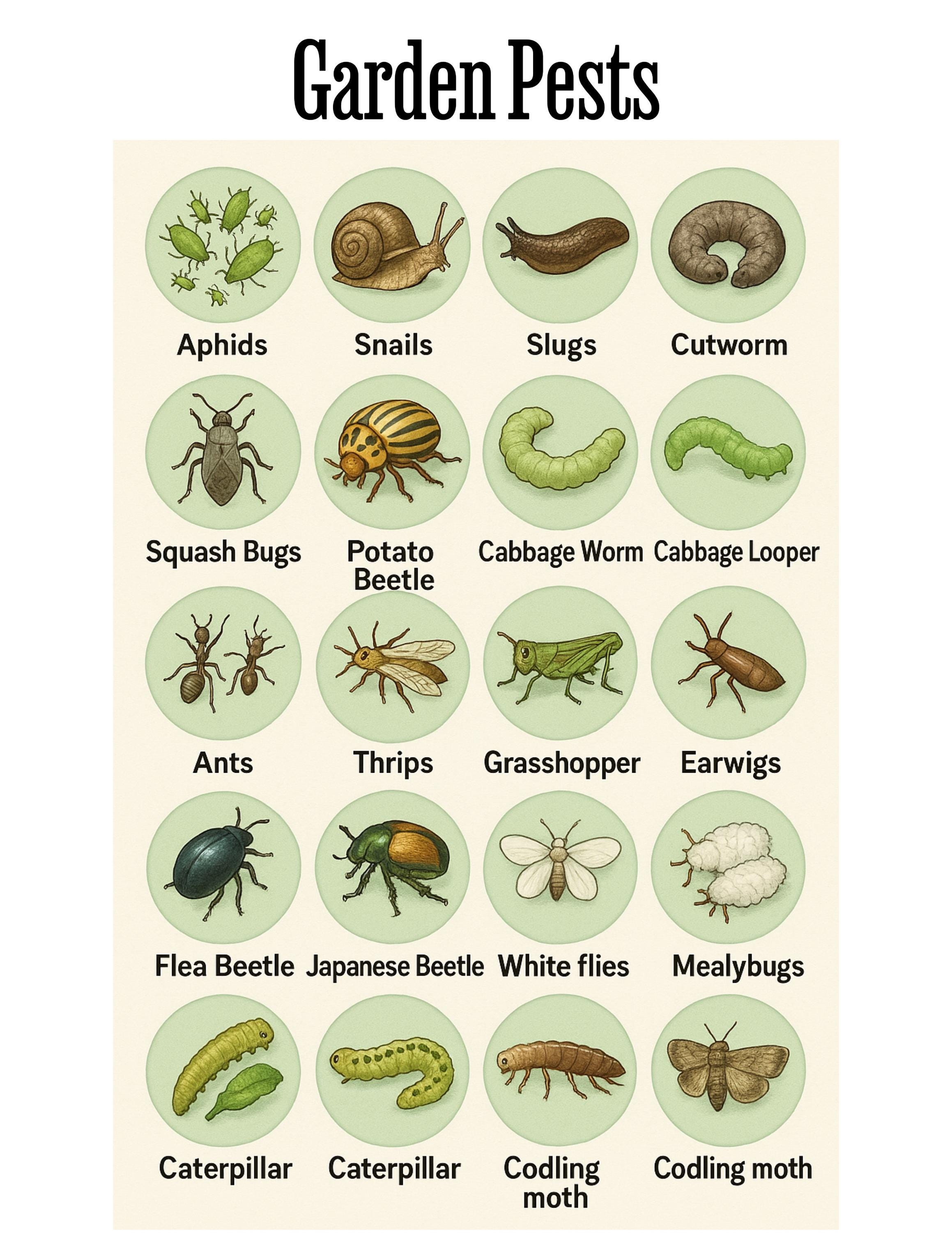 Typical Garden Pests Chart - Etsy