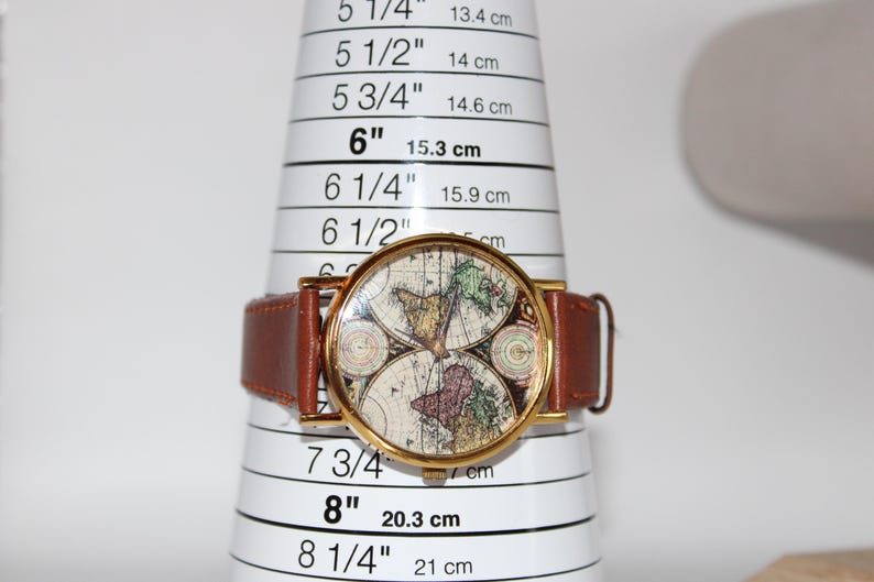 Vintage Two World Maps Spheres Watch Face With Brown Band - Etsy
