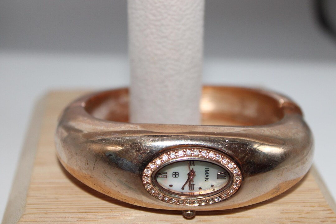 Vintage IMAN Heavy Metal Oval Face Chunky Rugged Copper Bangle Watch - Etsy