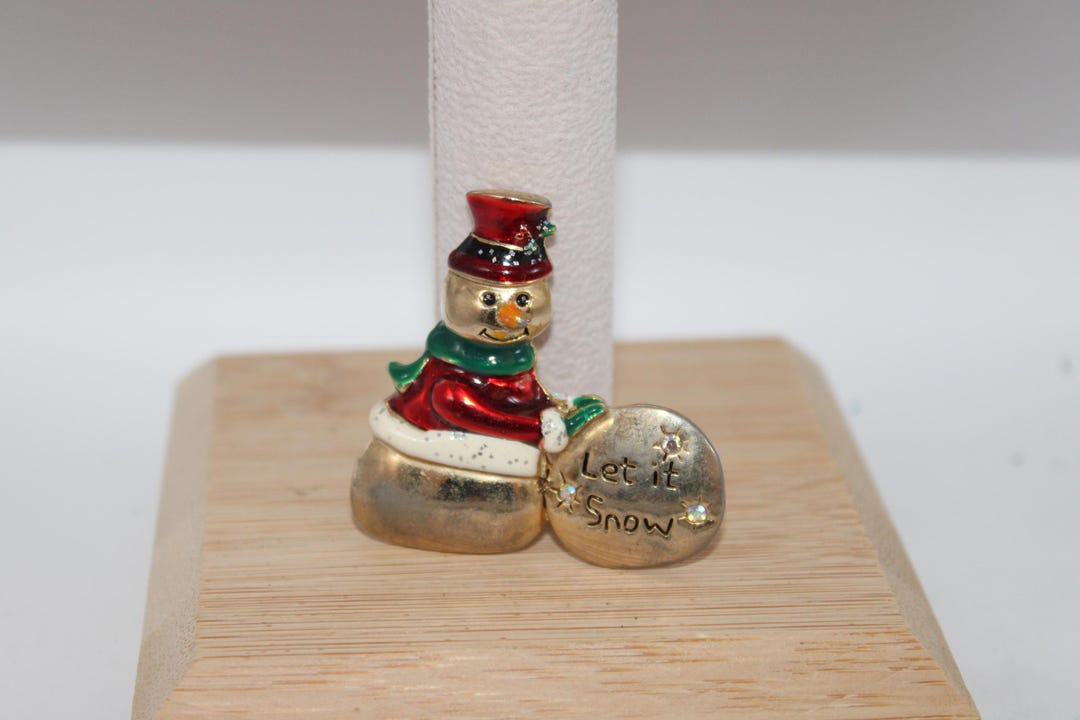 Vintage Let It Snow Christmas Pin Snowman - Etsy
