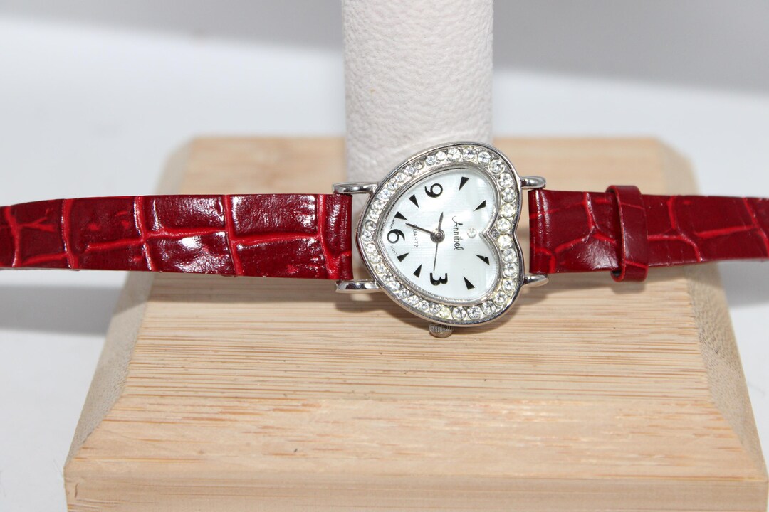 Vintage Heart Shaped Annibel Watch Gold Tone Genuine Leather Band - Etsy