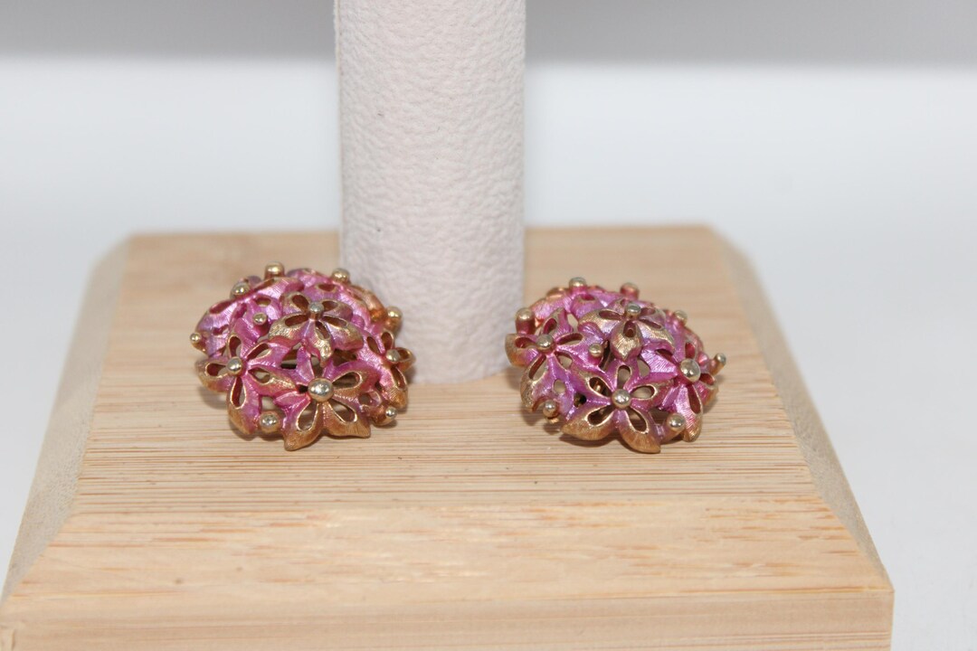 Vintage Marvella Round Beaded Flower Silver Tone Clip on Earrings - Etsy