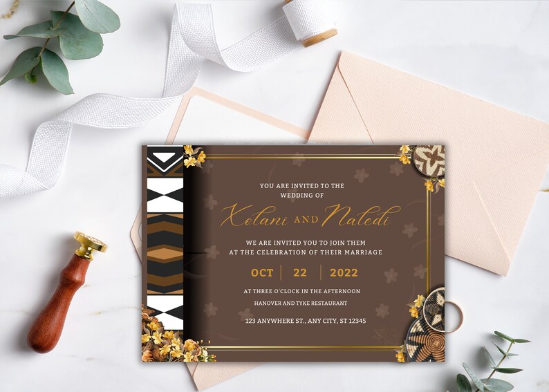 Zulu Wedding Invitation Card Wedding Programme Editable Canva Templates ...