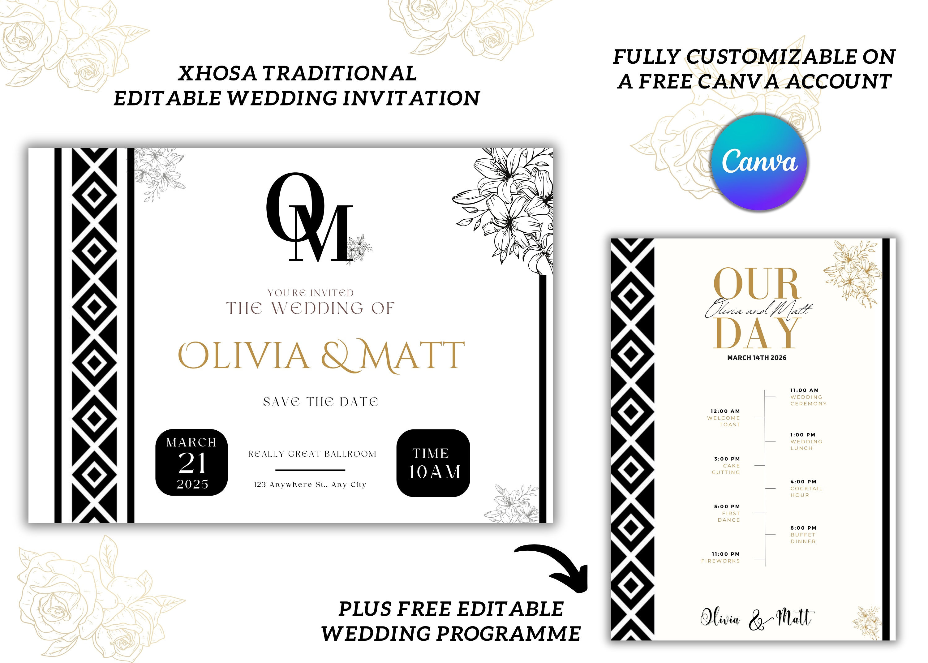 Xhosa Wedding Invitation Template Printable Wedding Invitation African Wedding Invitation