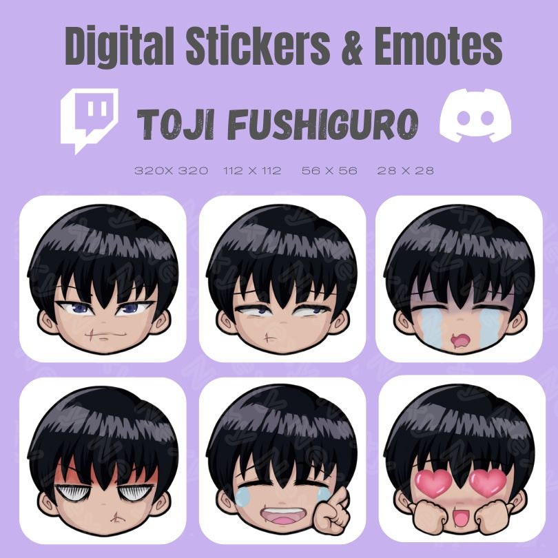 Toji Fushiguro Jujutsu Kaisen Twitch Emotes, Discord Emotes, Digital ...