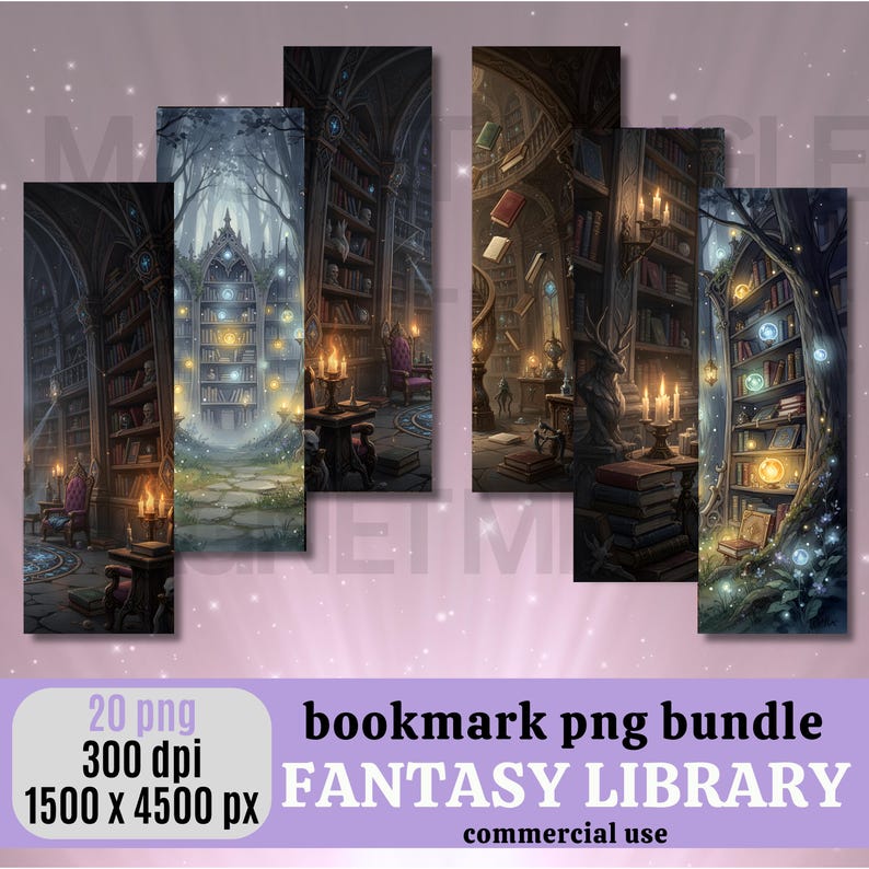 Fantasy Library Bookmarks – Printable 20 PNG Set (digital Download) - Etsy
