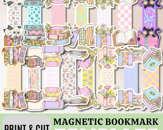 Magnetic Retro Groovy Bookmark Template Bundle – DIY Printable ...
