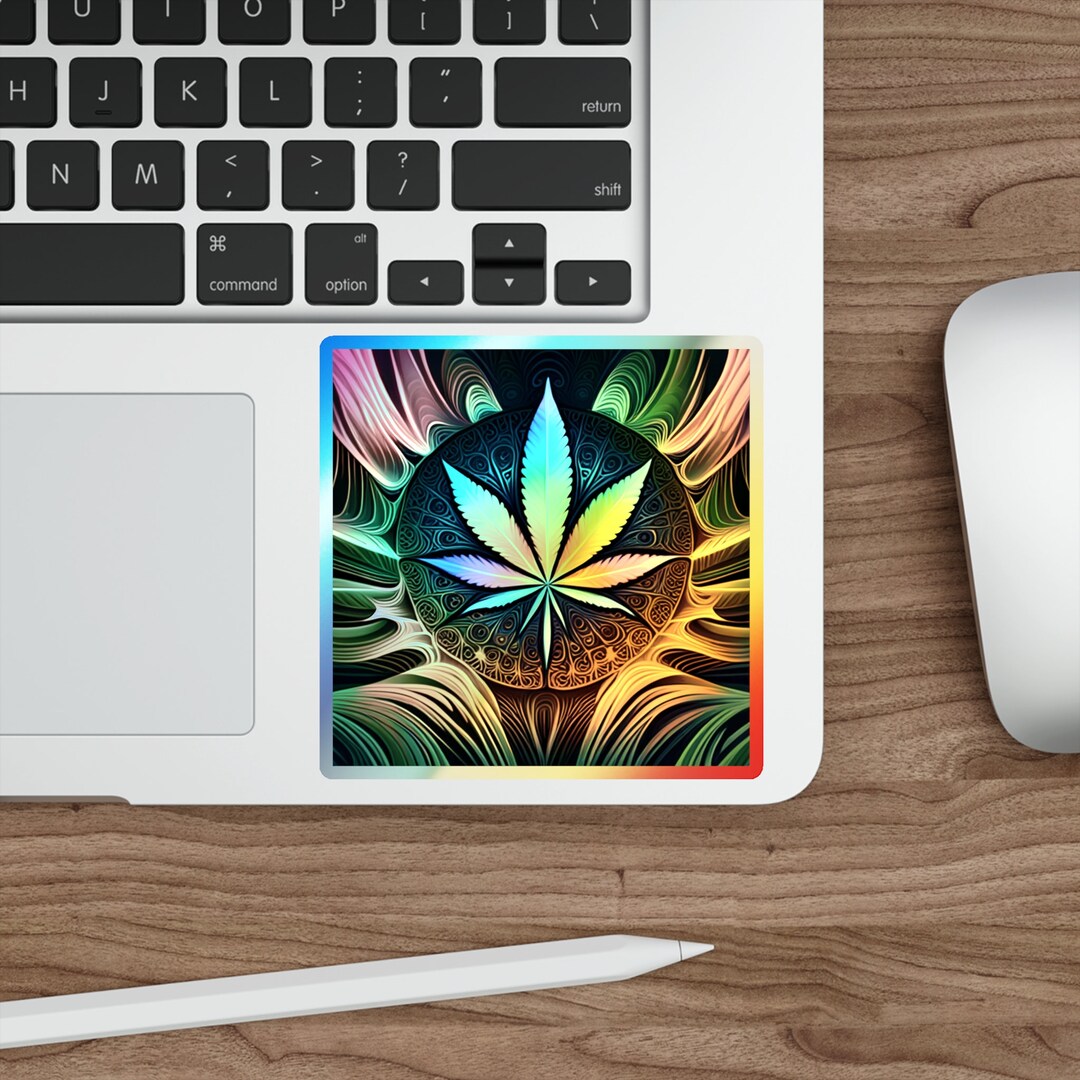 Holographic Marijuana Leaf Sticker - Etsy