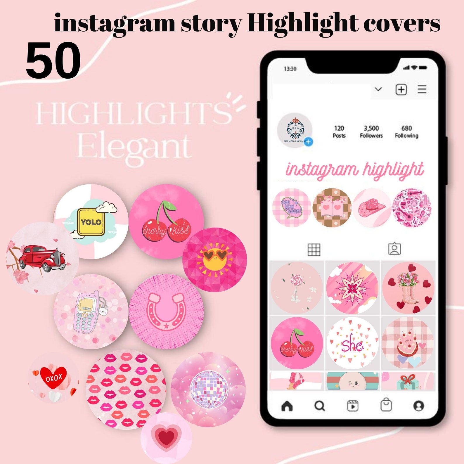 50 Retro Instagram Highlight Cover Icons, Groovy Highlight Covers ...