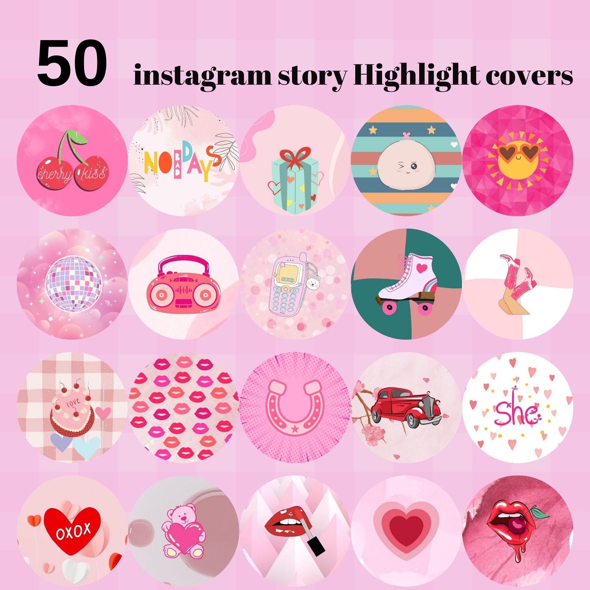 50 Retro Instagram Highlight Cover Icons, Groovy Highlight Covers ...