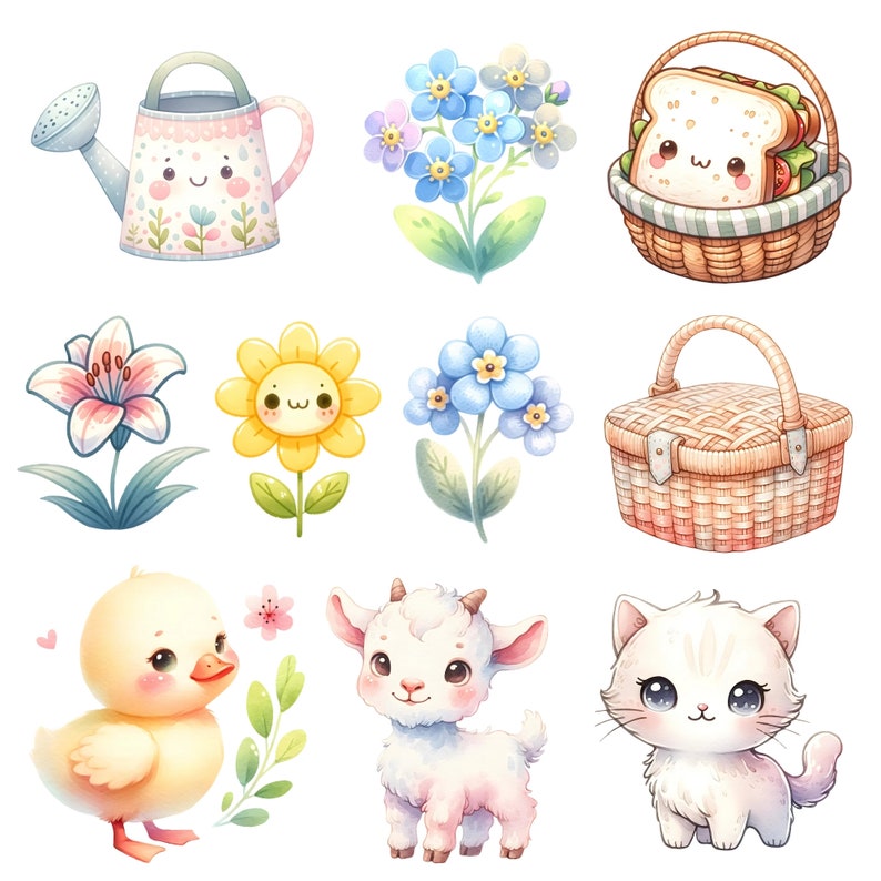 Happy Spring PNG, Cute Animal Clipart, Farm Clipart, Sun PNG ...