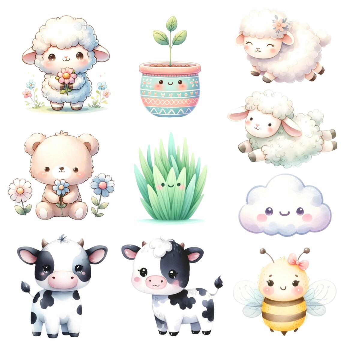 Happy Spring PNG, Cute Animal Clipart, Farm Clipart, Sun PNG ...