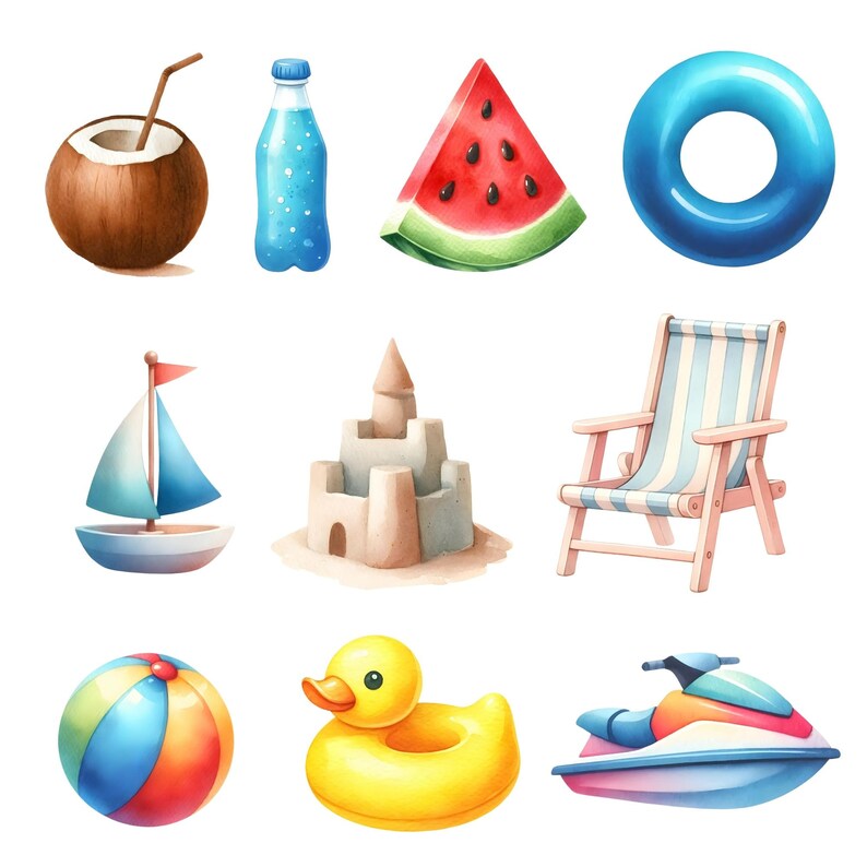 Watercolor Summer PNG, Little Cute Boy on the Beach, Summer Clip Art ...