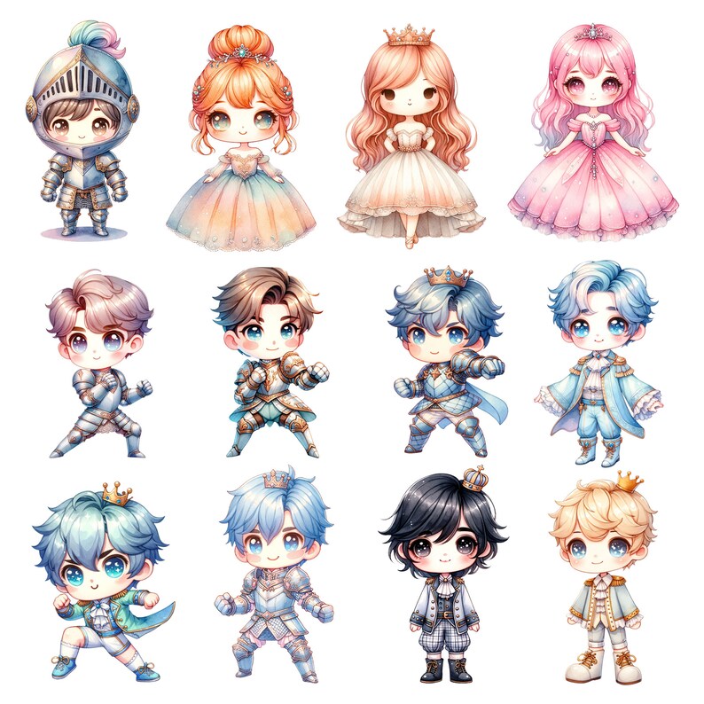 Princess Watercolor Clipart, Prince Clip Art, Knight Fairytale Castle ...