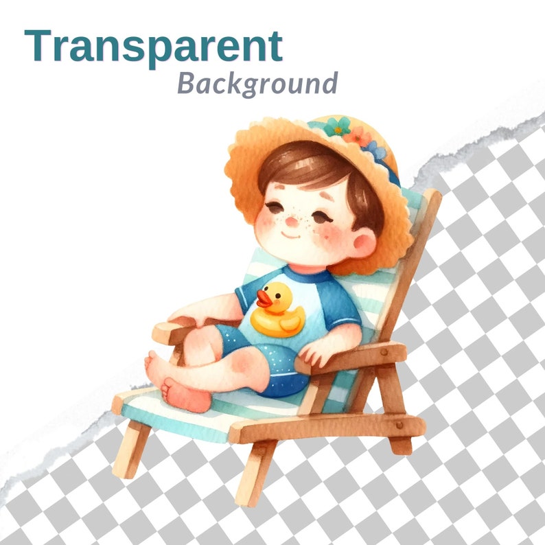 Watercolor Summer PNG, Little Cute Boy on the Beach, Summer Clip Art ...