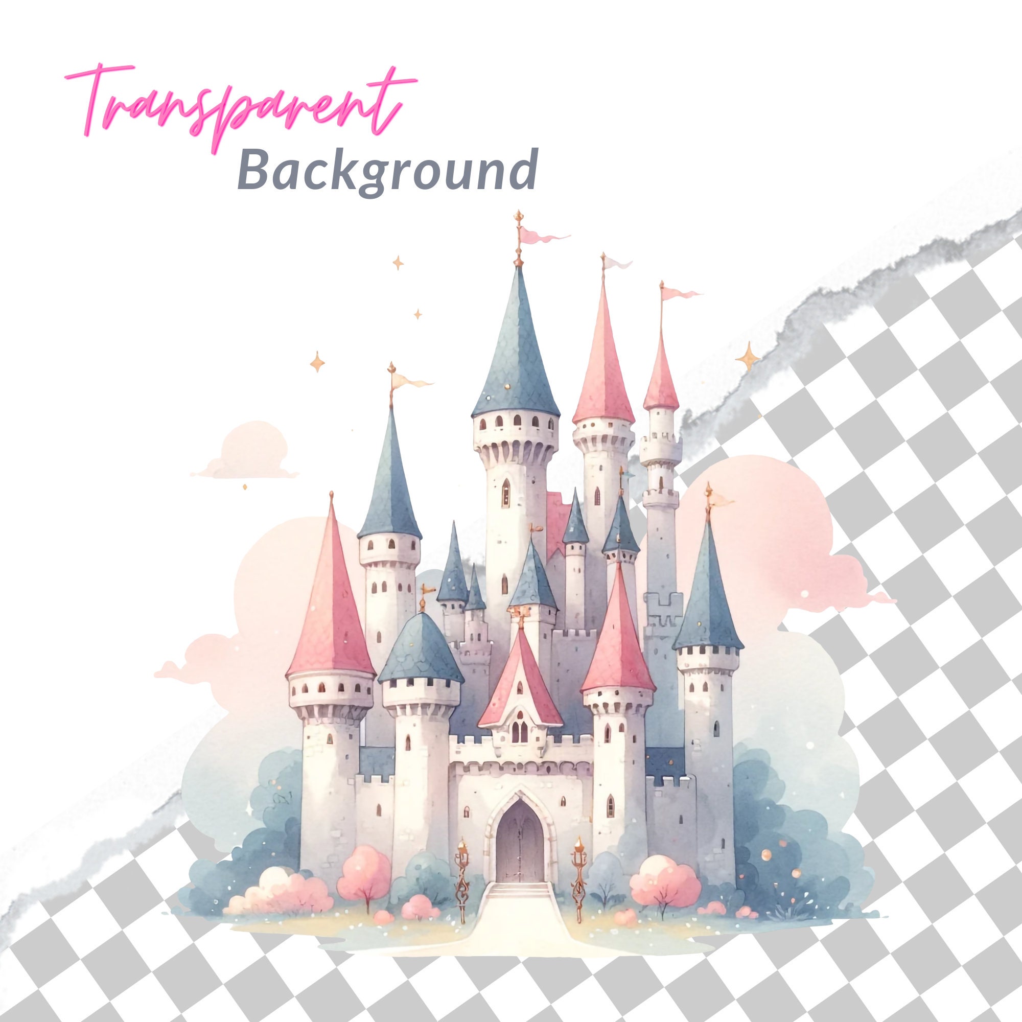 Princess Watercolor Clipart, Prince Clip Art, Knight Fairytale Castle ...