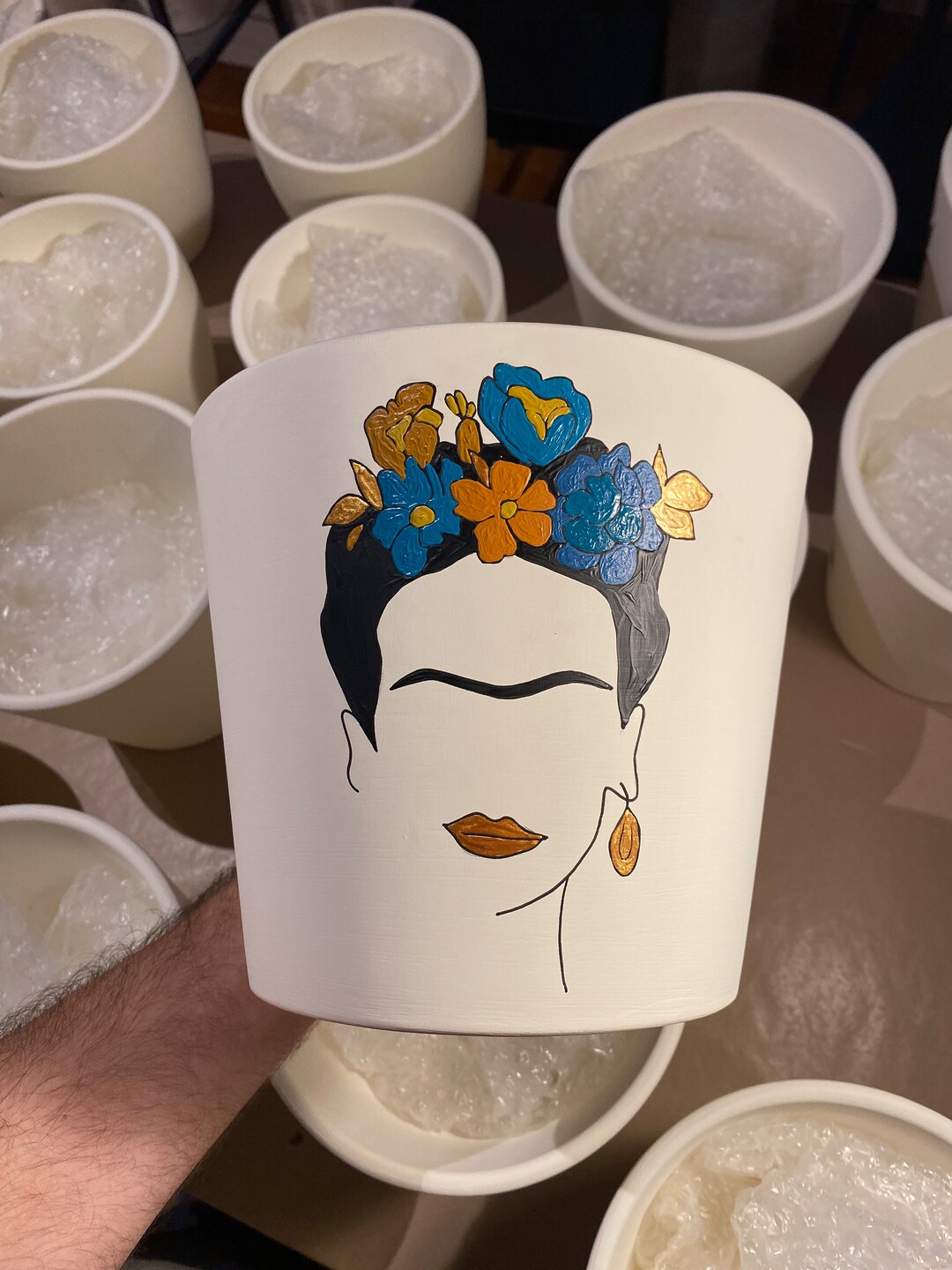 Frida Kahlo Hand Painted Terracotta Vase - Etsy