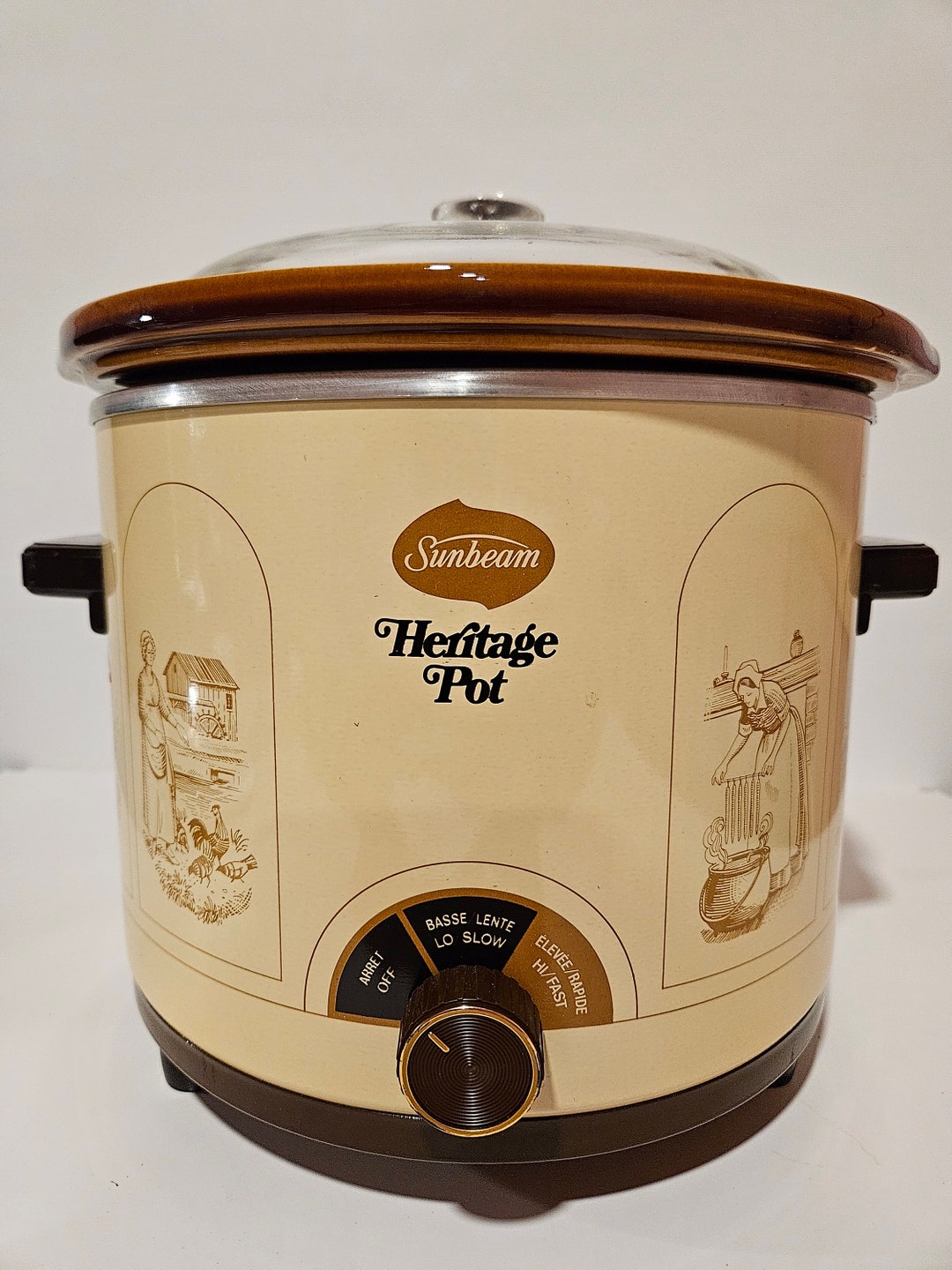 Vintage Sunbeam Heritage Crock Pot Slow Cooker 3.5 Qt Glass Lid Tested ...