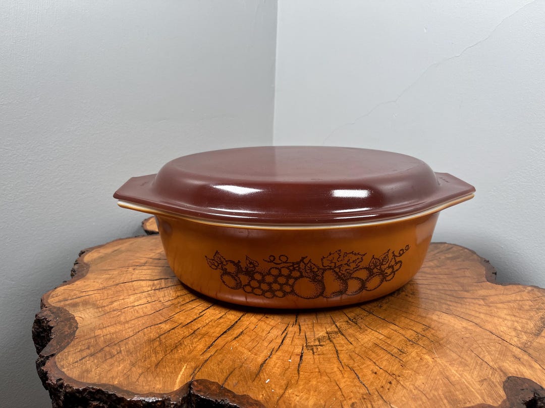 Vintage Pyrex Casserole Dish #045 2,5qt Old Orchard Pattern With Lid ...