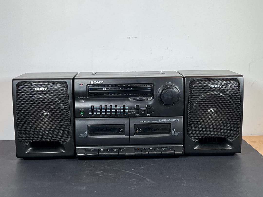 Sony Cfs-w455 Stereo Boombox Cassette AM FM MW Detachable Speakers ...