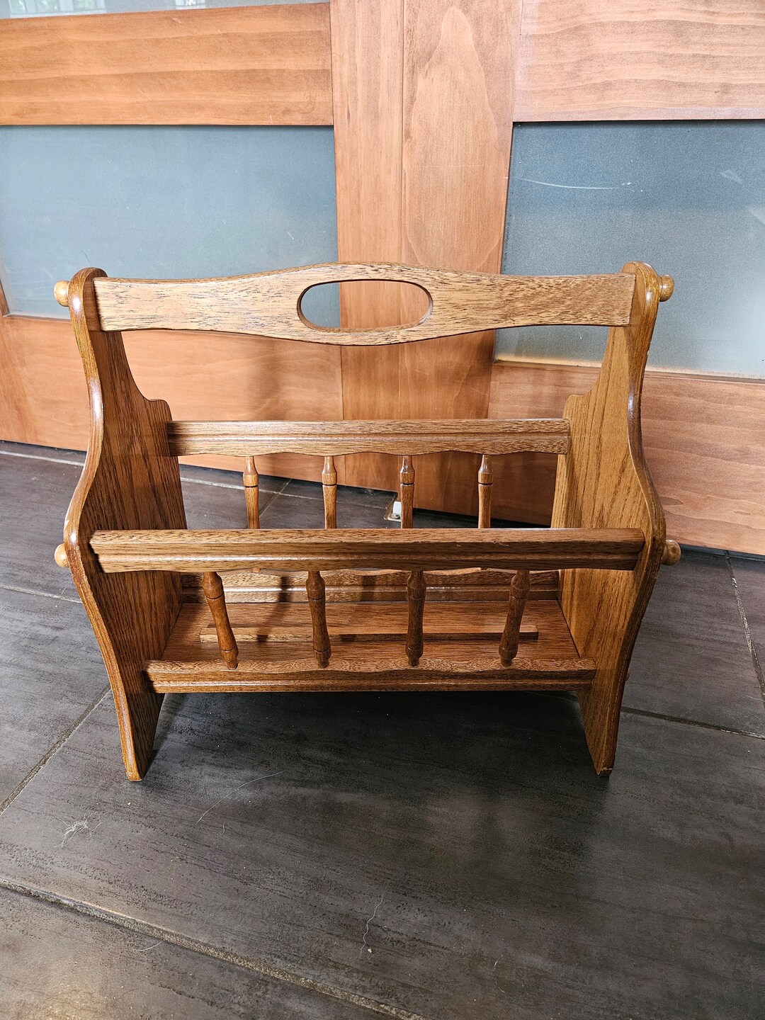 Vintage Wood Magazine Rack - Etsy