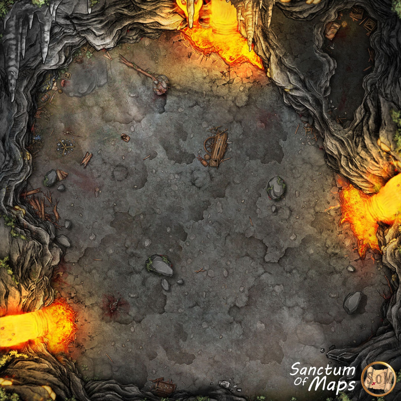 Lava Cave Troll Battle Map, Dnd Battle Map, D&D, Battlemap, Dungeons ...