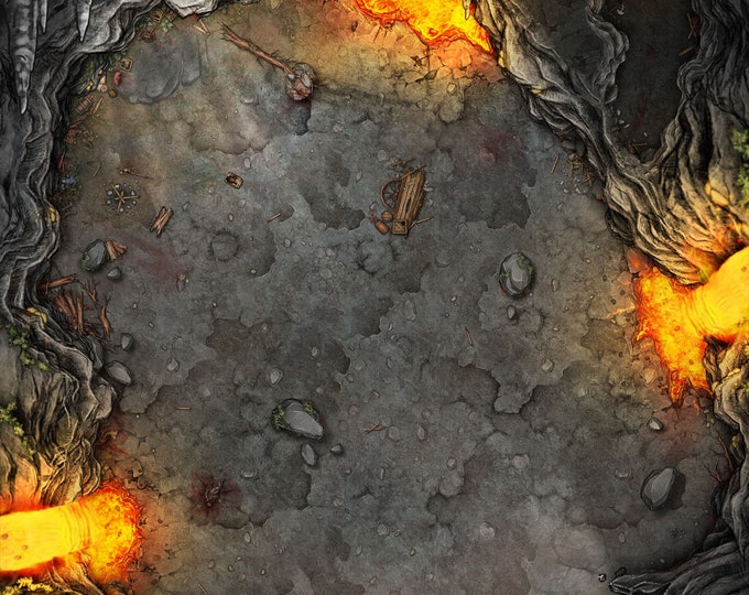 Lava Cave Troll Battle Map, D&D Battle Map, D&D, Battlemap, Dungeons ...