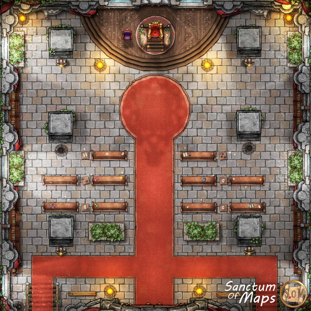 THRONE ROOM Battle Map, Dnd Battle Map, D&D, Battlemap, Dungeons and ...