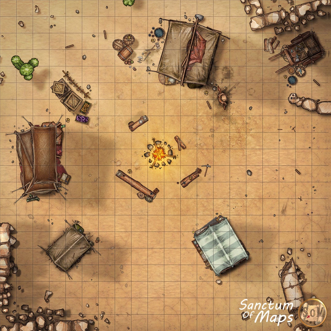 DESERT CAMP Battle Map, Dnd Battle Map, D&D, Battlemap, Dungeons and Dragons, 5e, Roll20 ...