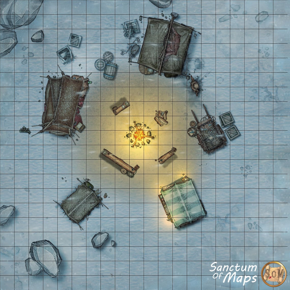 SNOW CAMP Battle Map, Dnd Battle Map, D&D, Battlemap, Dungeons and Dragons, 5e, Roll20, Foundry ...