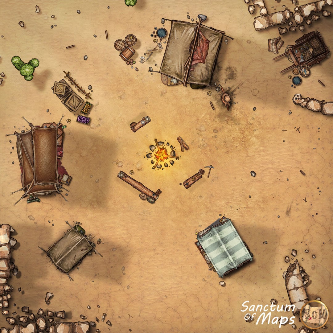 DESERT CAMP Battle Map, Dnd Battle Map, D&D, Battlemap, Dungeons and Dragons, 5e, Roll20 ...