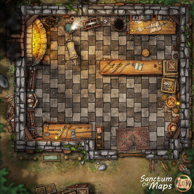 BLACKSMITH Battle Map, Dnd Battle Map, D&D, Battlemap, Dungeons and ...
