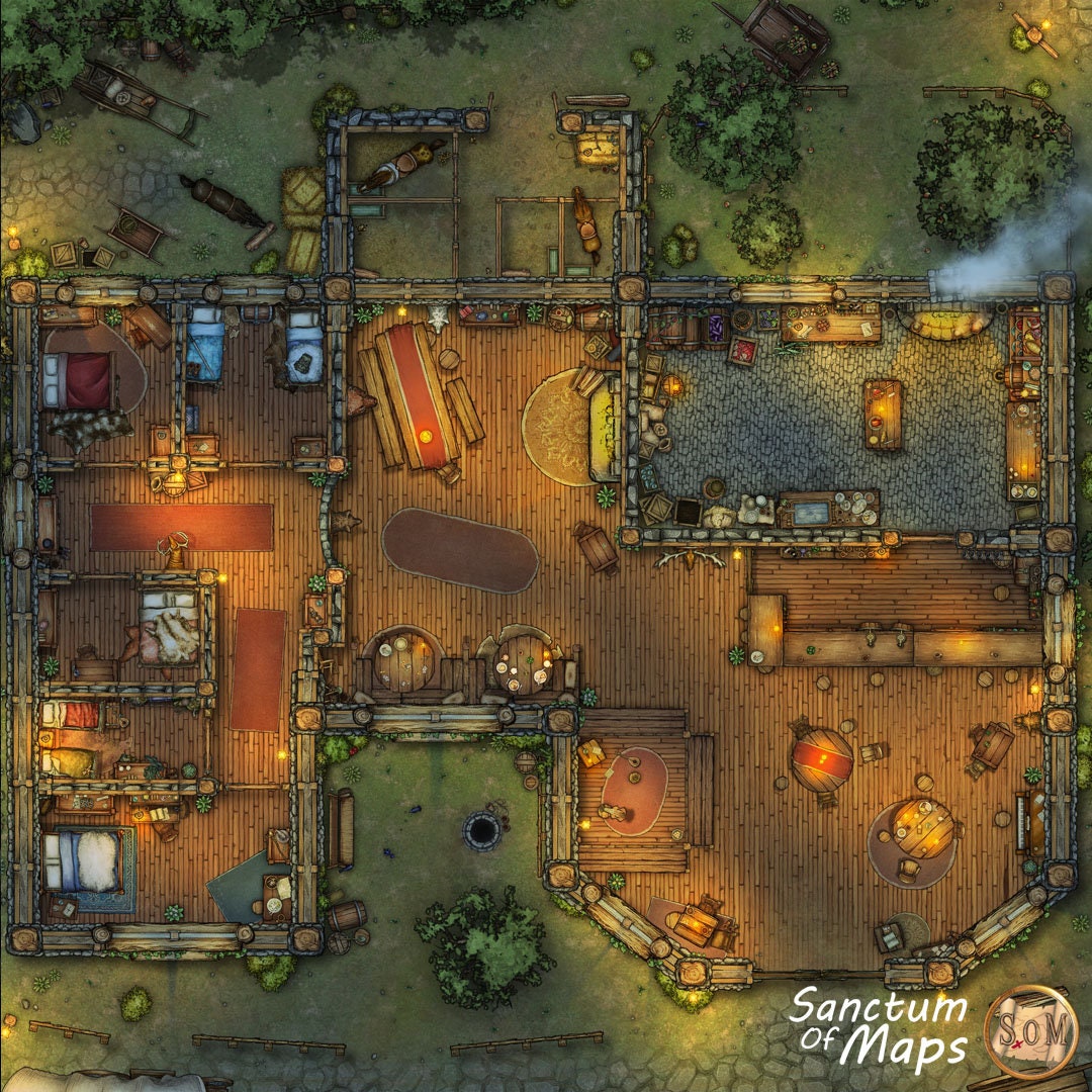 TAVERN/INN Battle Map, Dnd Battle Map, D&D, Battlemap, Dungeons and ...